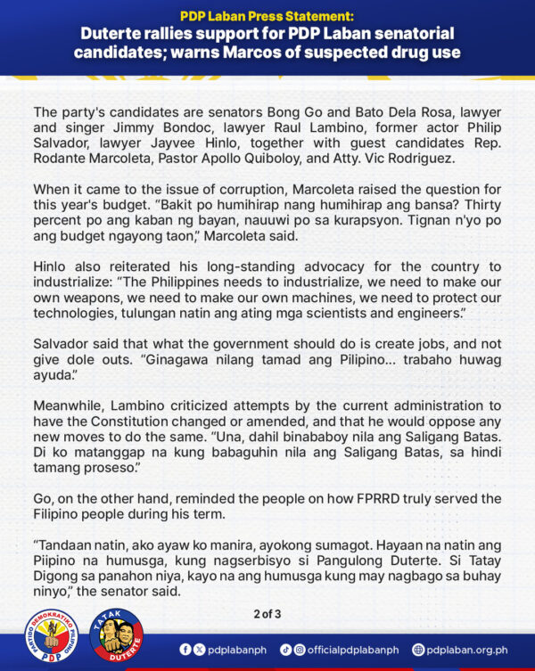 PRESS STATEMENTS - PDP Laban