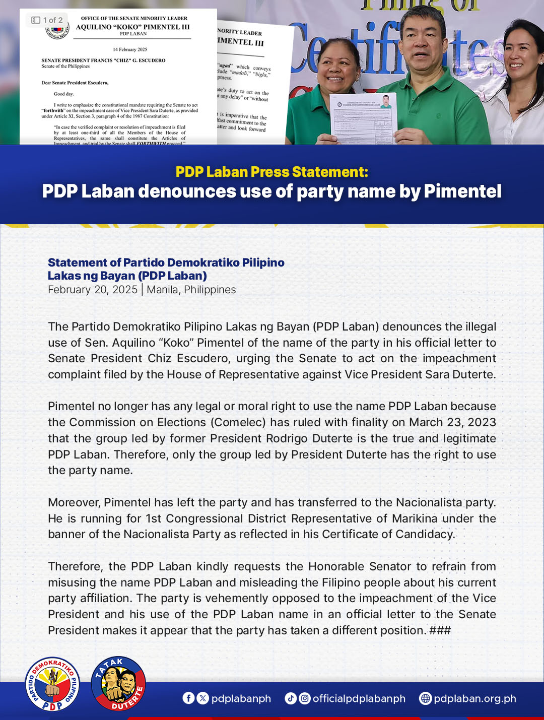 PRESS STATEMENTS - PDP Laban